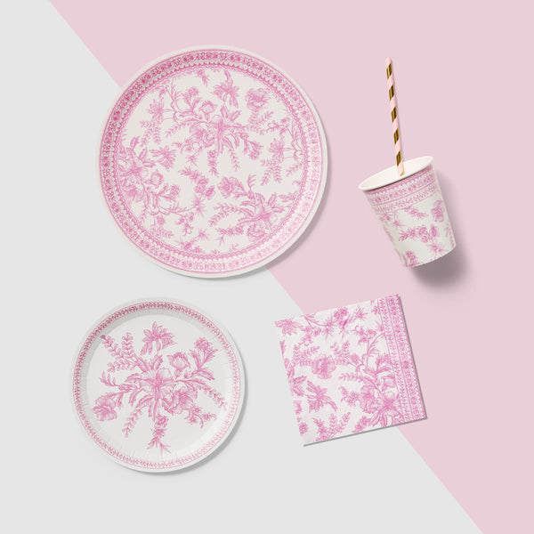 Pink Toile Cups - 10ct - Party Decor - Coterie