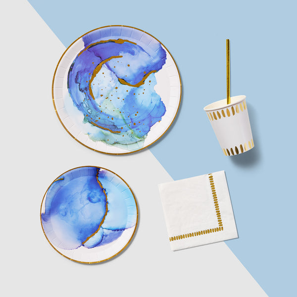 Ocean Watercolor Plates - 10ct - Party Decor - Coterie