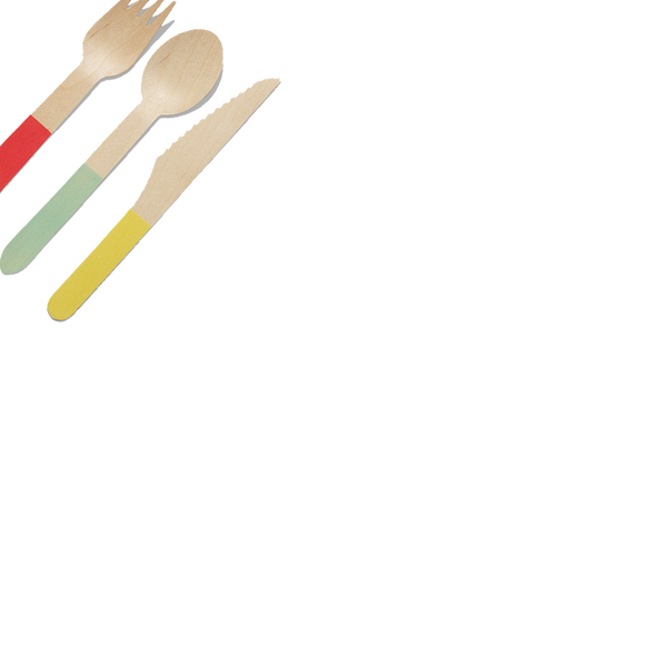 Multi-color Wooden Party Cutlery Set - 30ct - Coterie